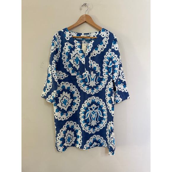 Boden | Dresses | Boden Dress Blue White 0 Linen Tunic Size 12 Coastal ...